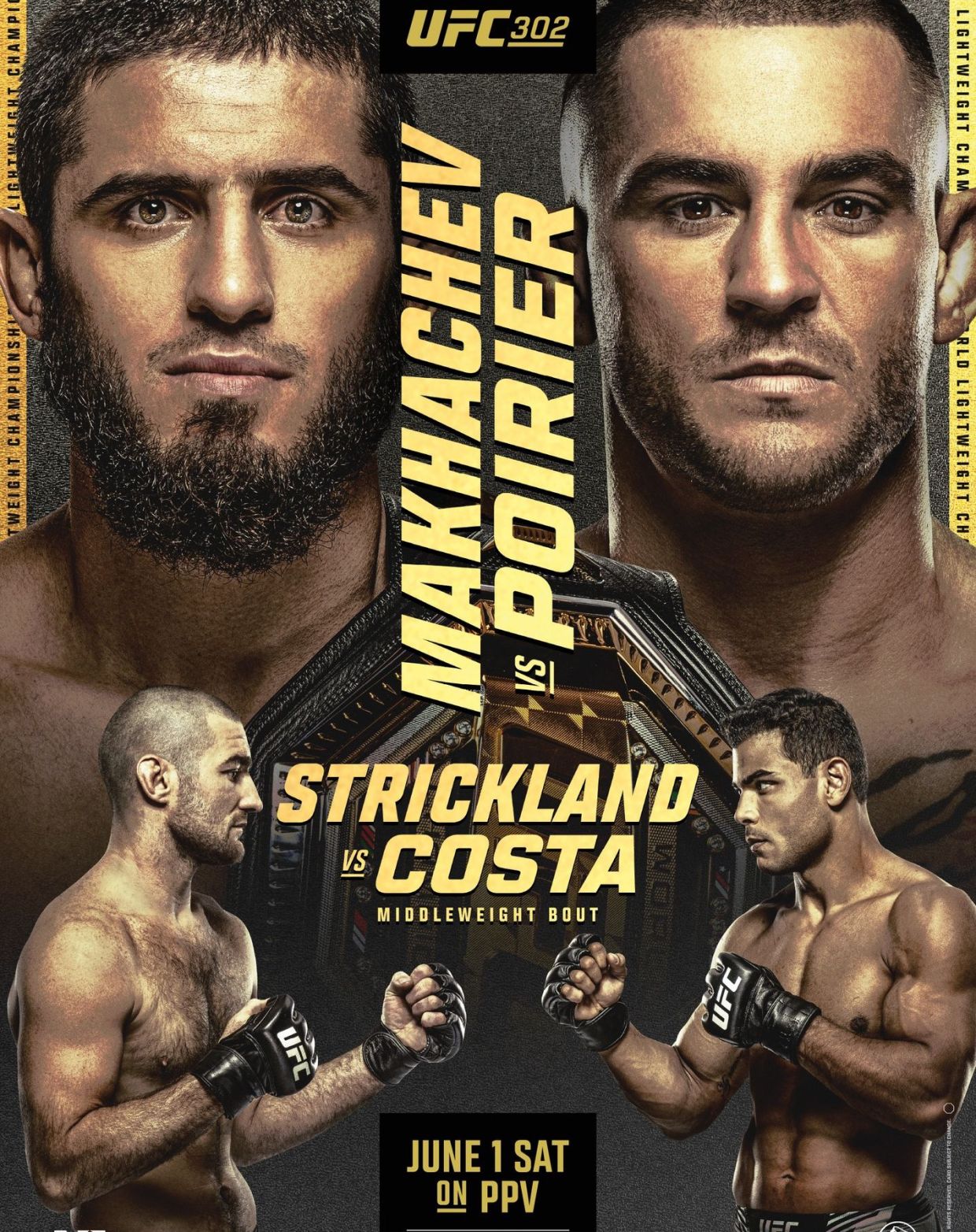 Представлен постер UFC 302, в главном бою которого сразятся Махачев и ...