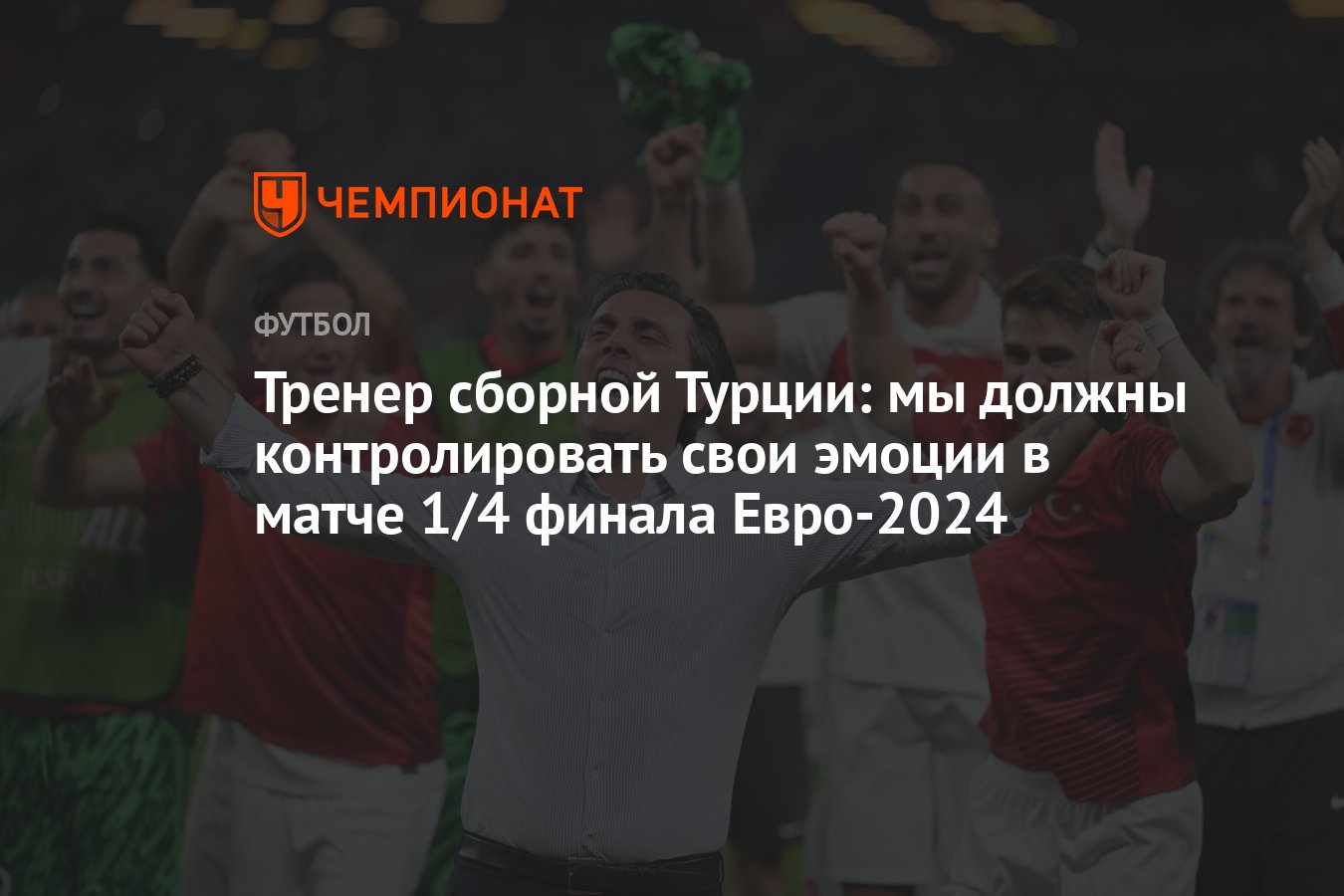 Тренер сборной Турции: мы должны контролировать свои эмоции в матче 1/4 ...
